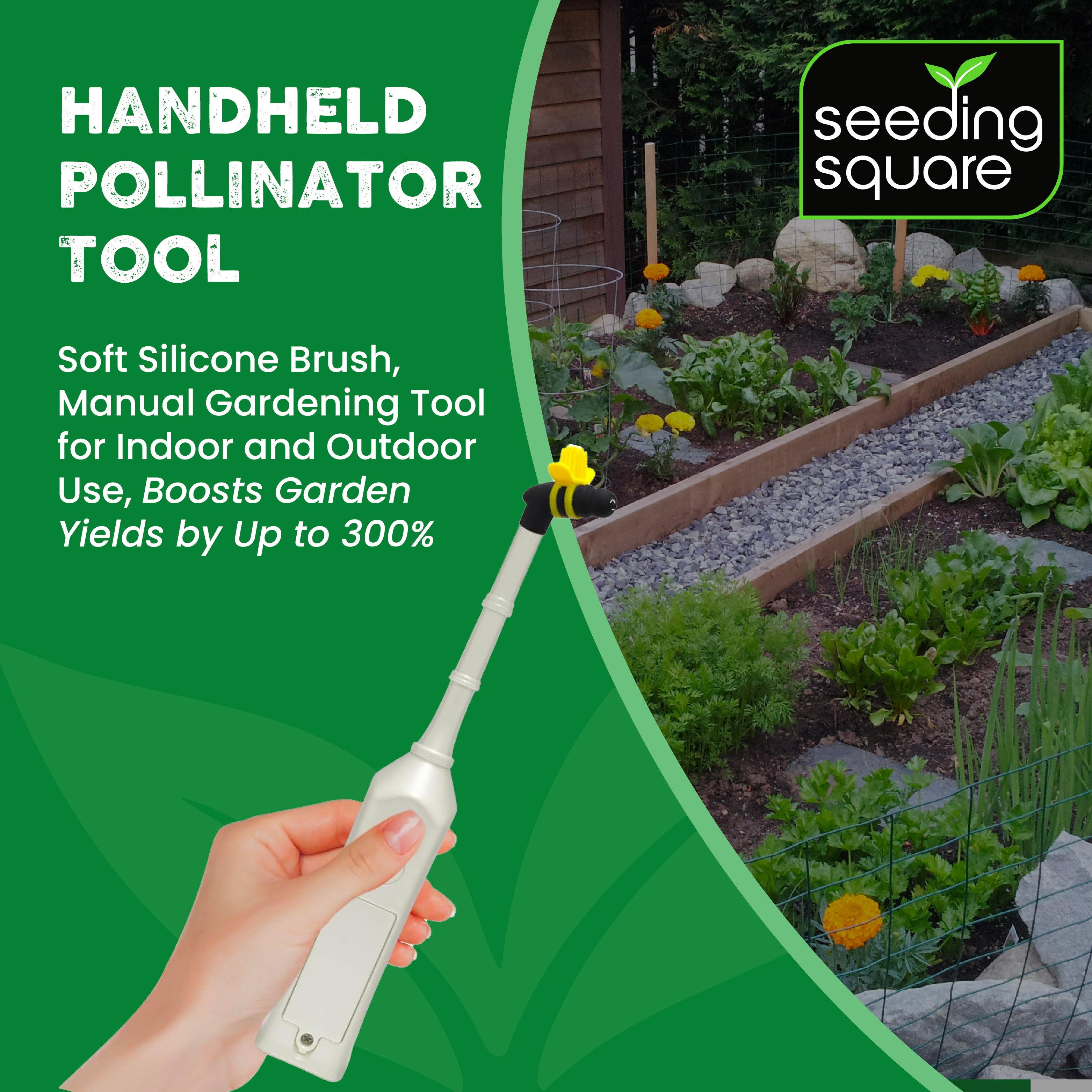 Handheld Pollinator Tool for Vegetable Gardening by Seeding Square