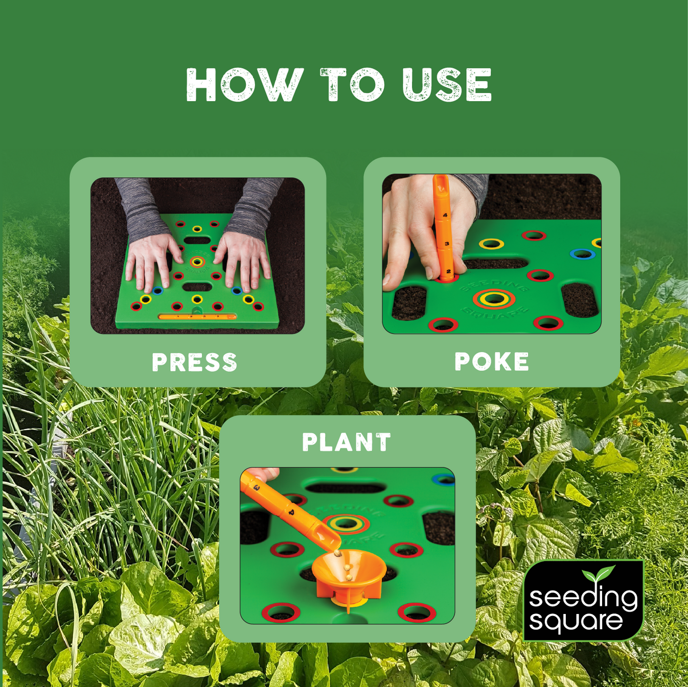 1 Seeding Square - Patented color-coded seed spacer tool - for bigger