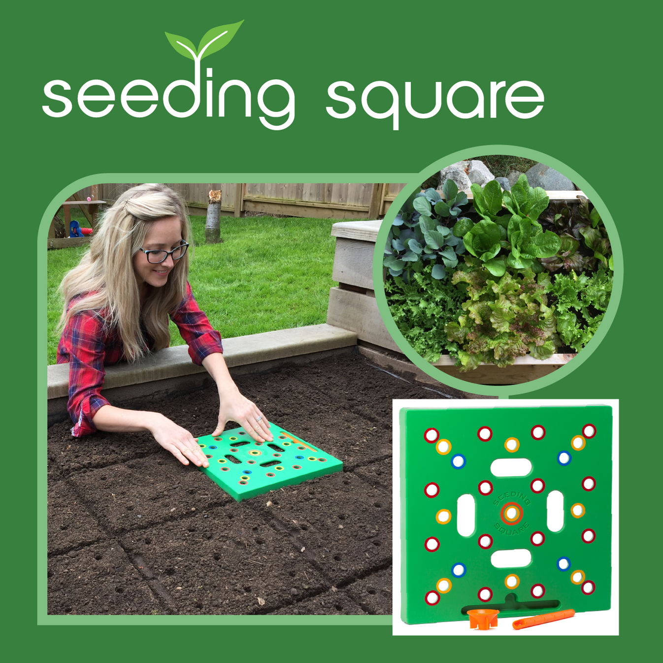 1 Seeding Square - Patented color-coded seed spacer tool - for bigger